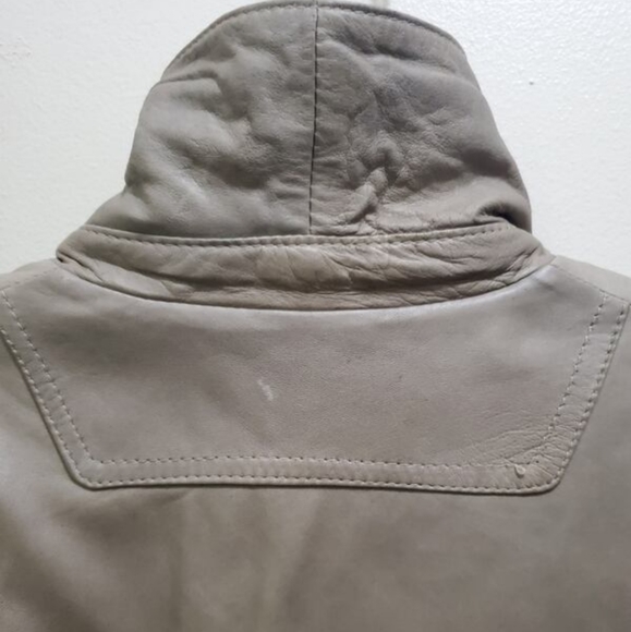 domo | Jackets & Coats | Domo Grey Beige Colour Leather Jacket | Poshmark
